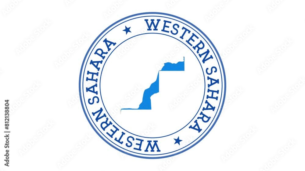 Western Sahara intro. Badge with the circular name and map of country ...