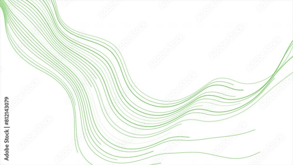 Green minimal wavy dotted lines abstract futuristic tech background ...