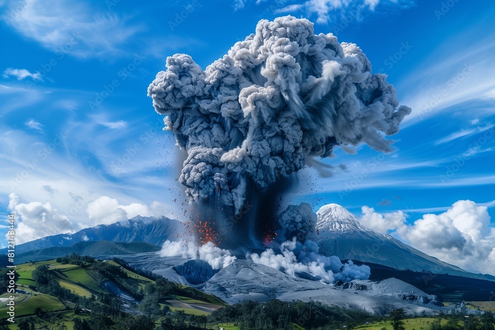 volcano erupting volcanic explosion ash ecuador cloud dust landscape ...