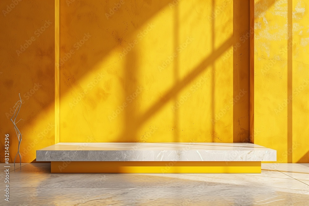 Yellow Background Wall Studio 3d Room Solid Kitchen Podium Bg Floor ...