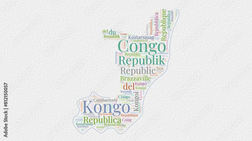 Vidéo Stock Congo logo animation. Congo boundary word cloud animation ...
