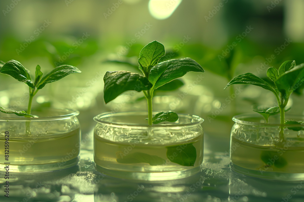 The photo shows the process of plant tissue culture in the laboratory ...