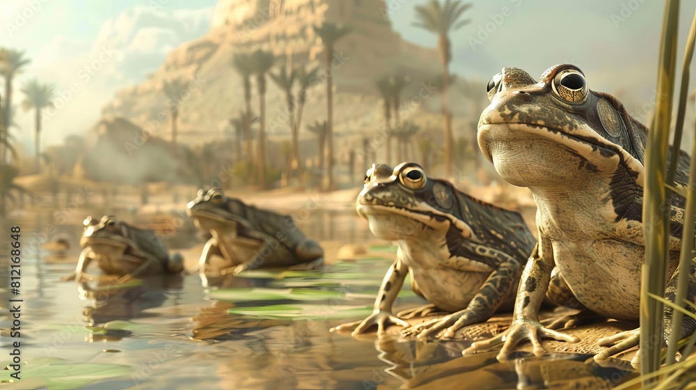 biblical ten plagues of egypt swarm of frogs invading ancient egyptian ...