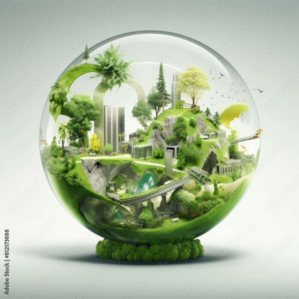 Renewable energy light bulb with green energy. Green energy concept illustrating renewable and ...