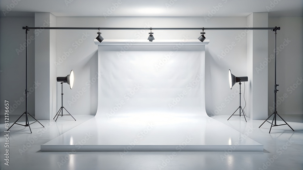 Blank white studio background. Design for product demonstration. Stock Illustration | Adobe Stock
