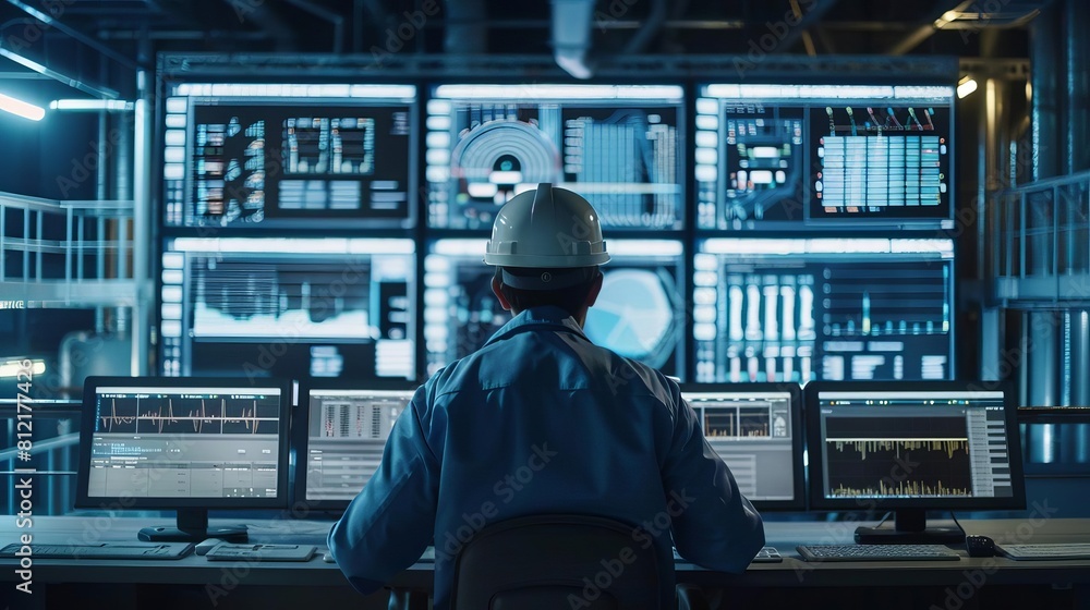 engineer monitoring ai dashboard with realtime data and predictive ...