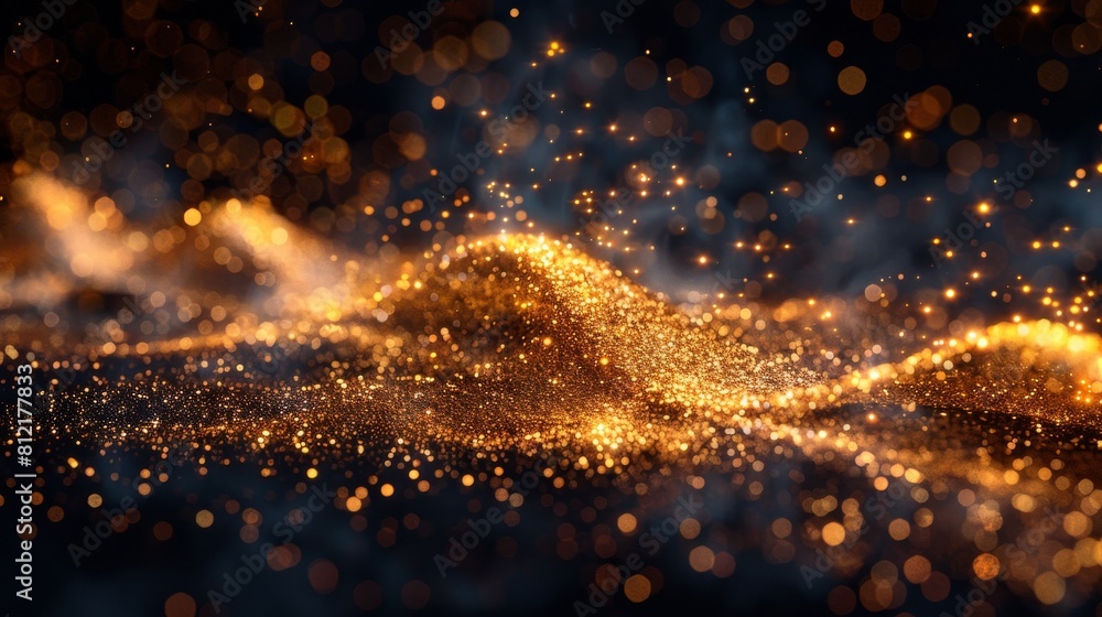 ภาพประกอบสต็อก Stunning abstract of golden glitter wave. Isolated ...