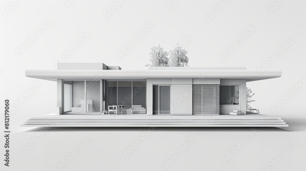 3D printed home flat design front view innovation in housing theme 3D ...