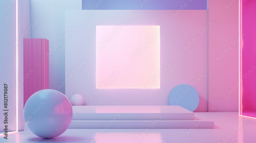 3D projection flat design front view virtual display theme 3D render Complementary Color Scheme ...