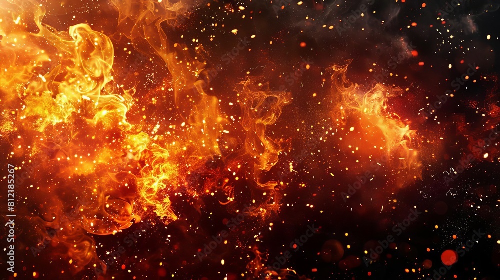 intense fire explosion with dramatic flames and sparks border design ...