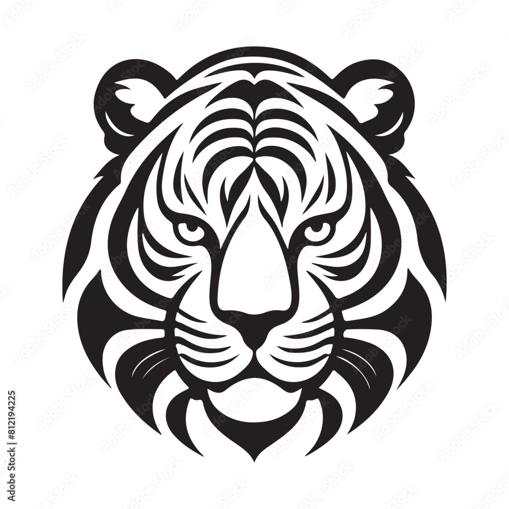 Tiger vector black and white cartoon character design collection. White ...