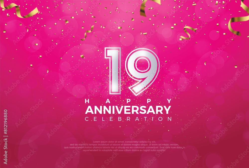19th Anniversary celebration, 19 Anniversary celebration, Realistic 3d ...