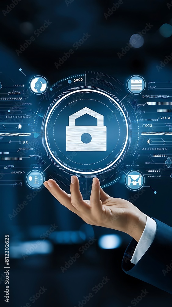 Hands using security software on a tablet to shield digital assets ...