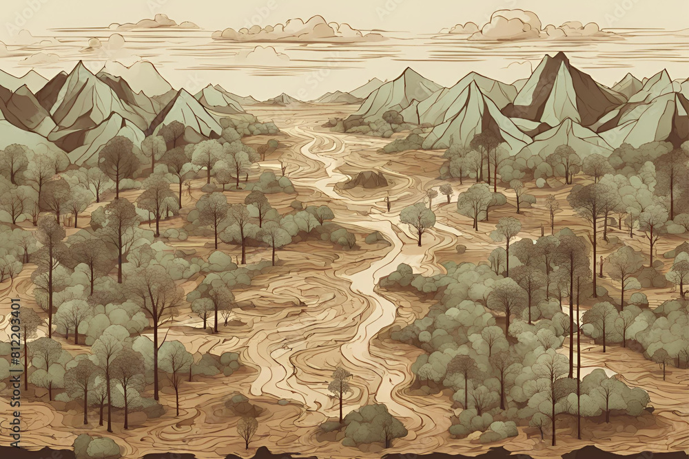 Deforested areas and fragmented landscapes, symbolizing the loss of ...