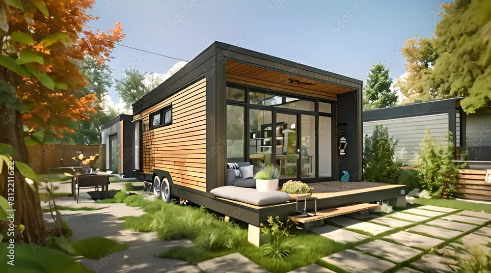 ADU or accessory dwelling unit also known as a tiny house. Concept Tiny ...
