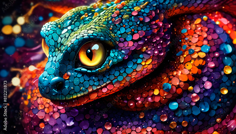 Illustration for Chinese New Year 2025. Year of the Snake. Cute snake ...