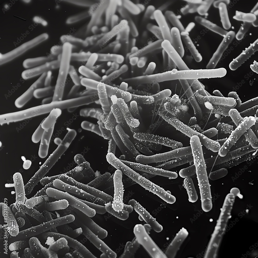 This scanning electron micrograph reveals the rod-shaped cells of the ...