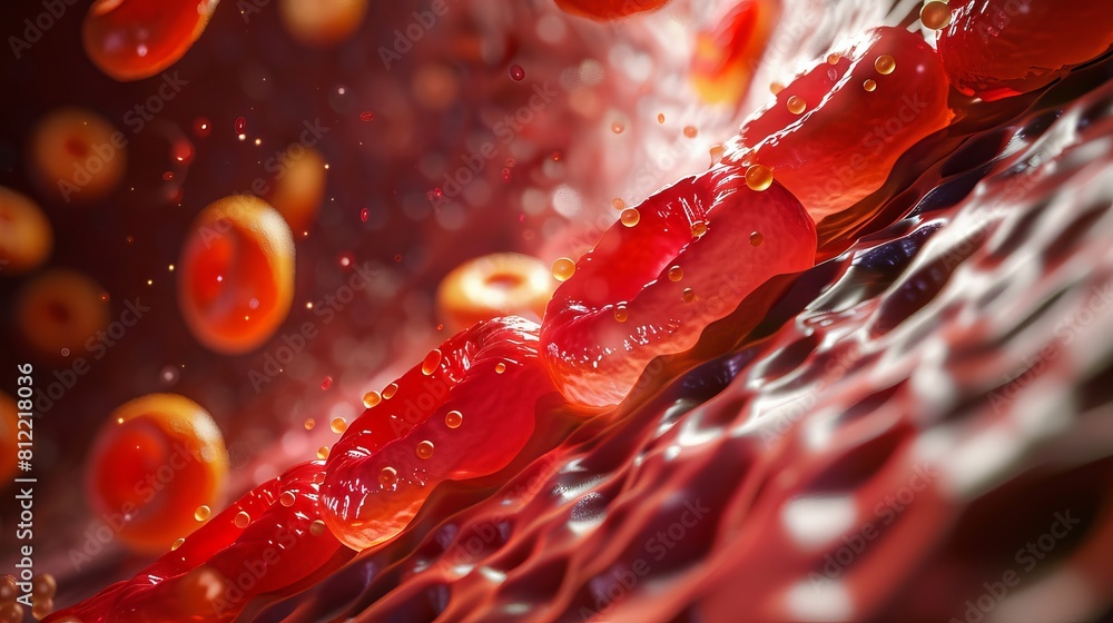 Detailed visualization of cholesterol buildup in arteries. Illustration ...