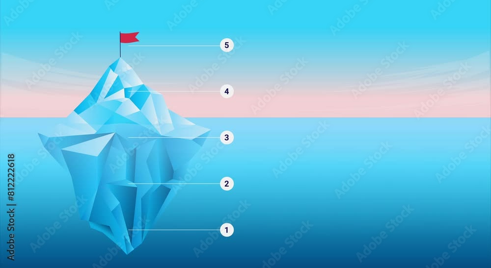 Business steps template - Iceberg mountaintop infographic background ...