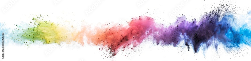 Vibrant and dynamic panorama of multicolored powder explosion ...