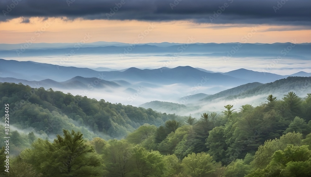Foggy blue ridge mountains, Great Smoky Mountains National Park ...