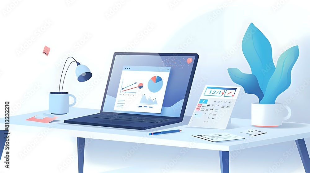 General Accountant's Desk with Analytical Charts and Formulas Stock ...