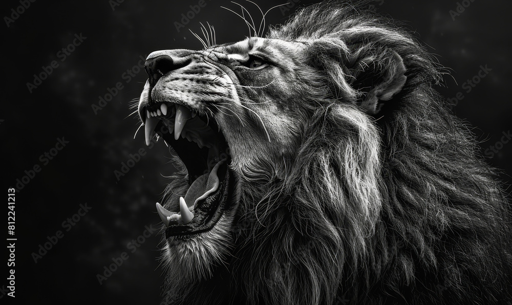 Majestic Roar of a Black and White Lion: Powerful Symbol in Wildlife ...