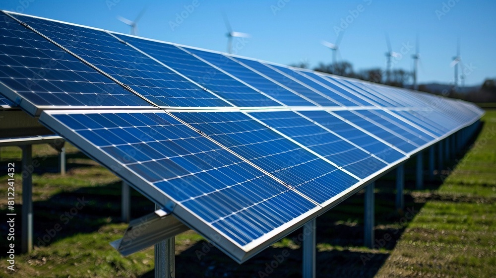 Powering Progress: Solar Array and Wind Turbines Symbolize a ...