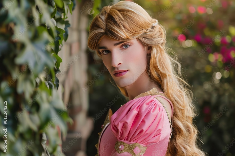 portrait of a androgynous male model cosplaying as a princess, gender ...