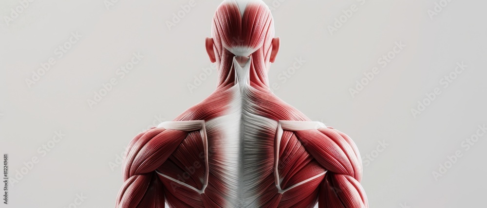 3D realistic illustration of the neck muscular system on a white ...