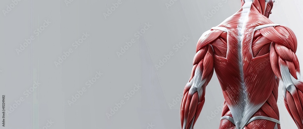 3D realistic illustration of the neck muscular system on a white ...