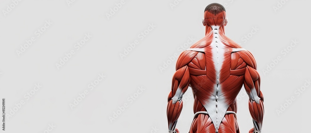 3D realistic illustration of the neck muscular system on a white ...