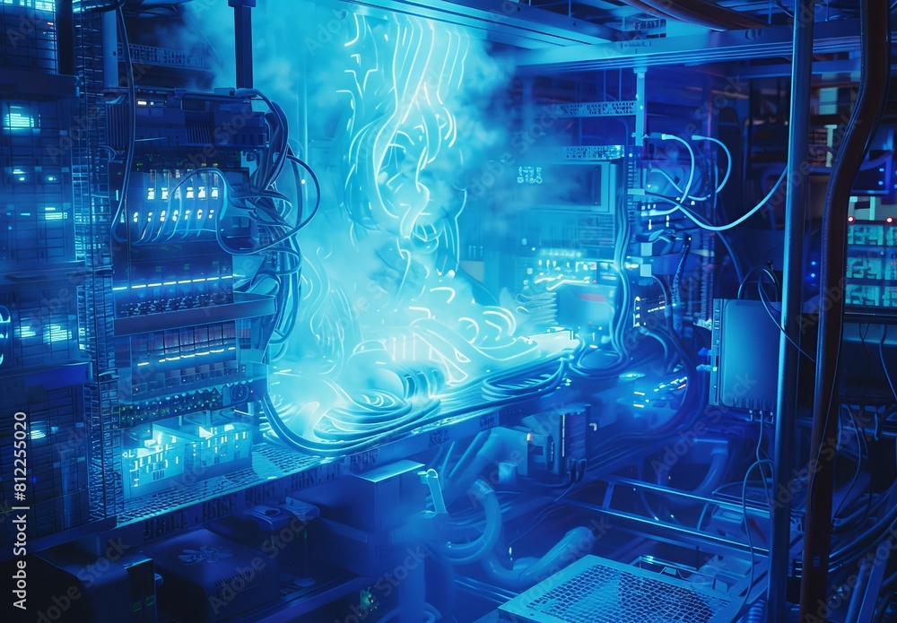 "Visualization of IoT, data flow, and digitalization in a dark server ...