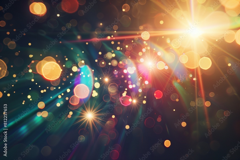 Volumetric lights in the dark, lights from Down soft optical lens flares shiny animation art ...