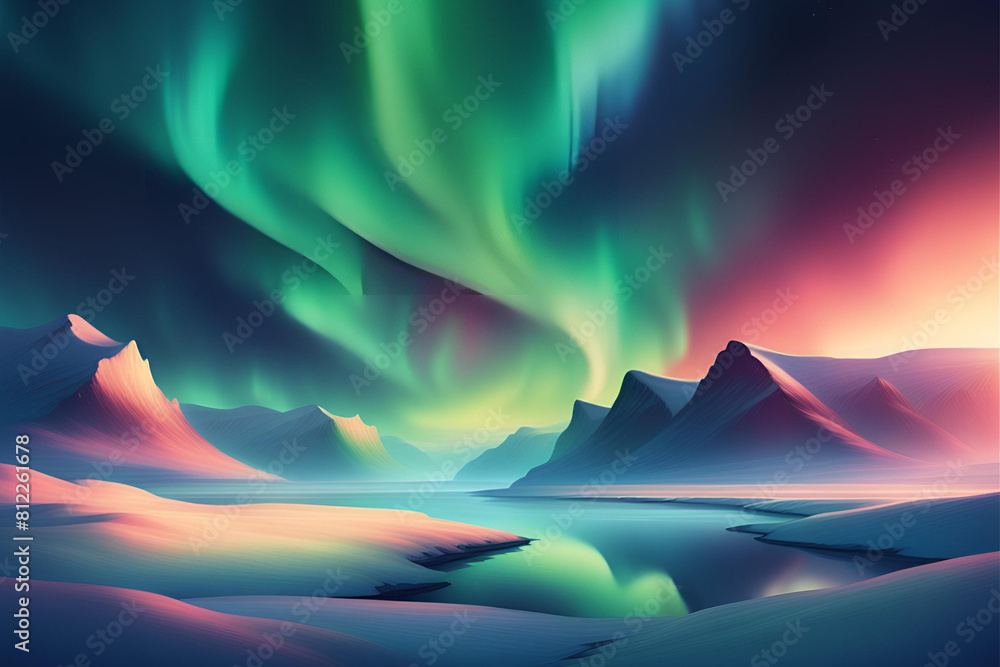 Northern lights illuminating the vast expanse of the Arctic tundra ...