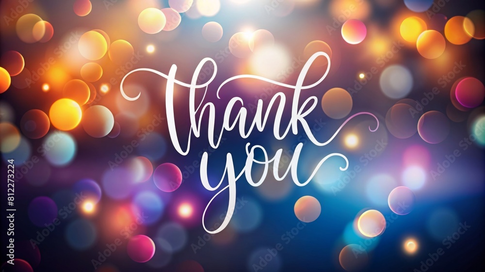 thank you, vector lettering on blurred lights background Stock ...