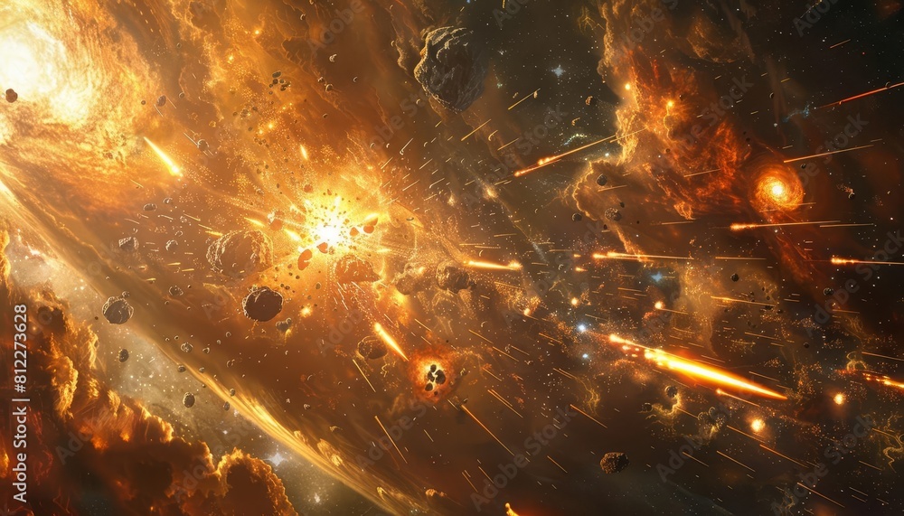 ภาพประกอบสต็อก Conceptualize a grand space opera battle scene with ...