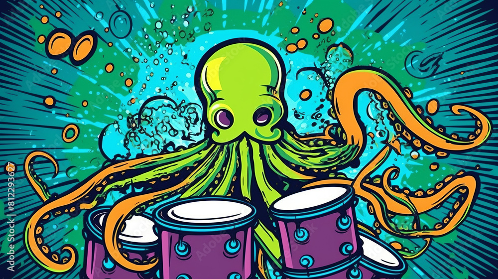 A bizarre pop art-inspired poster featuring an illustration of a quirky ...