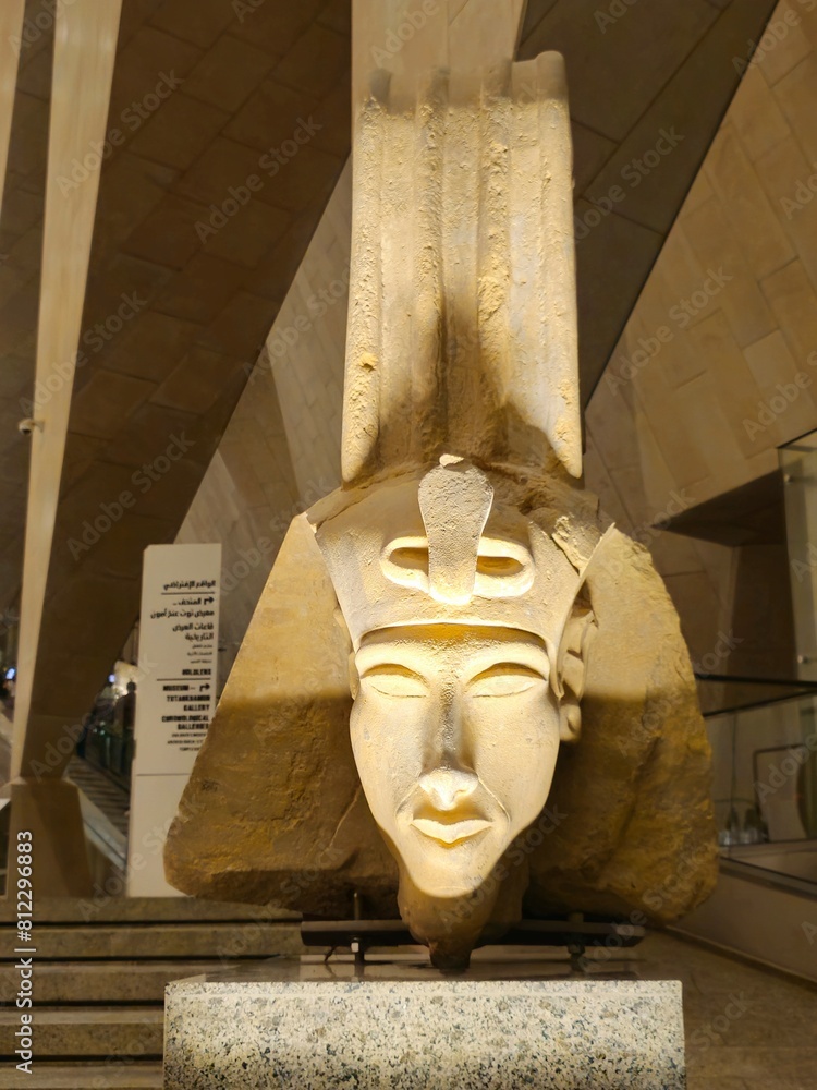 Giza, Egypt, April 13 2024: Akhnaton inside The Grand Egyptian Museum ...