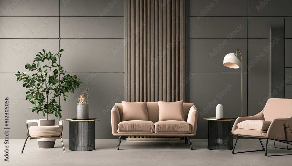 Livingroom or buisness hall scene light pastel color. Lounge room ...