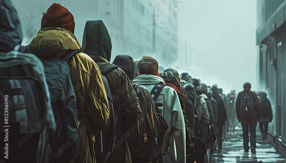 Amid economic hardship, a line of hopeful job seekers symbolizes shared ...