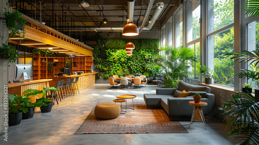 Green, sustainable and ecological office space with daily employee ...