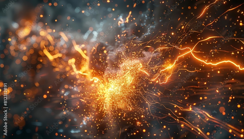 Illustrate a scene of electrical arcing, with sparks flying between two ...