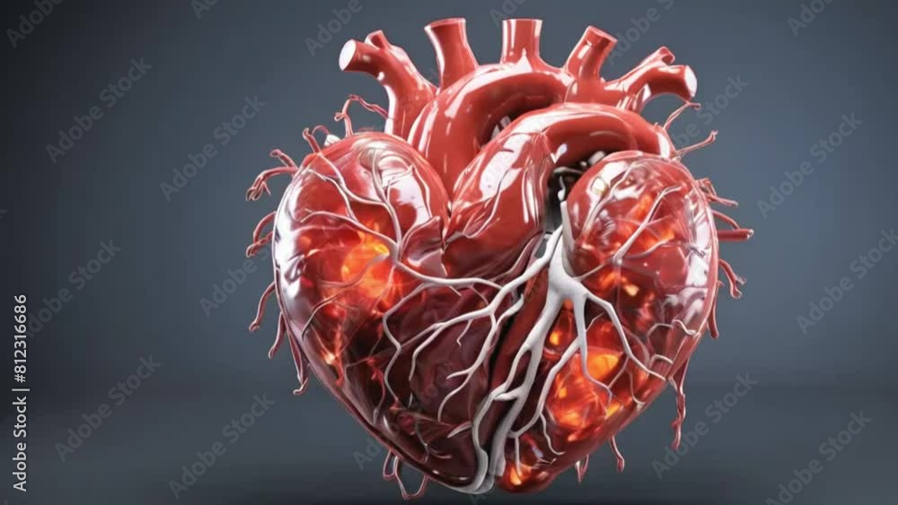 Realistic heart organ.Beating human heart, 3d realistic, anatomically ...