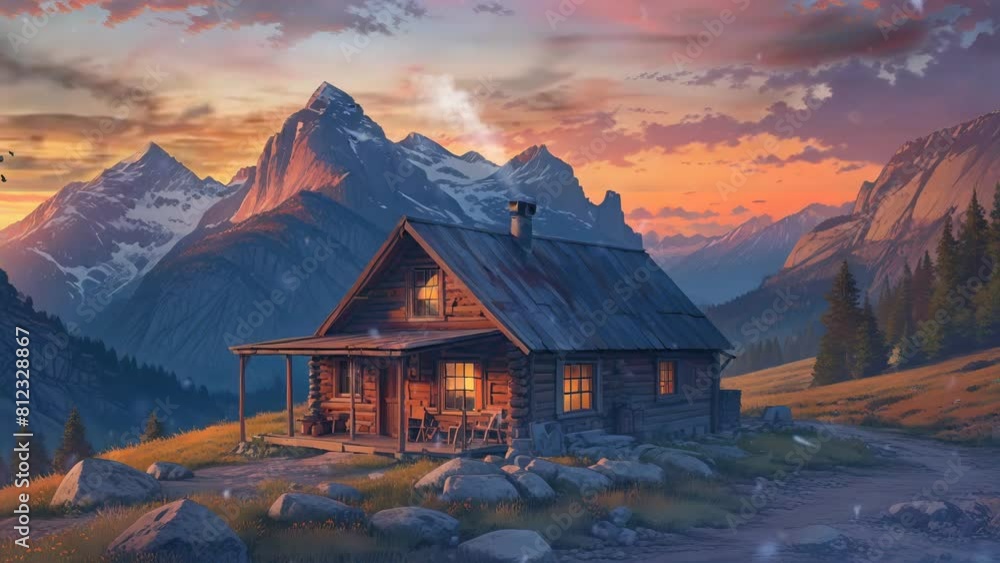 Anime Fantasy Cottage: 4K Looping Video of a Wooden House in the ...