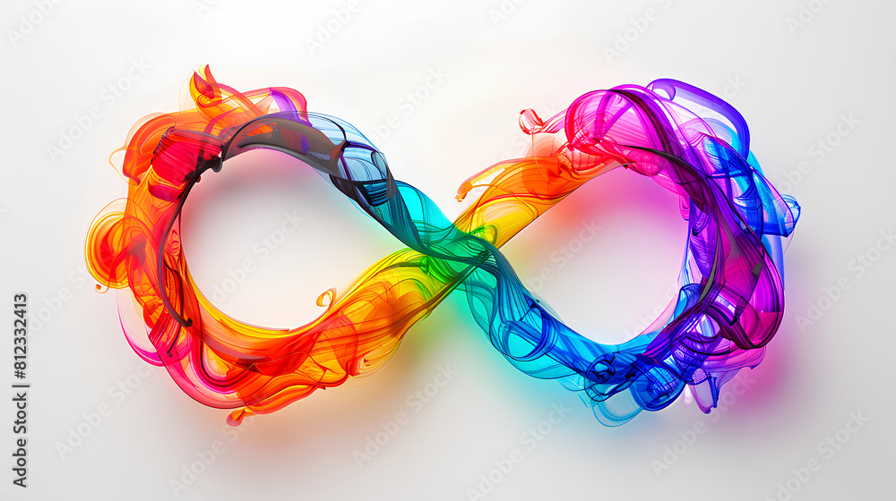 Rainbow Infinity Symbol for Neurodiversity, ink art on white background ...