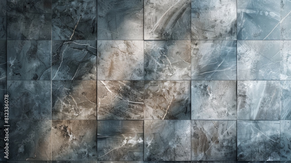 The image shows a blue and gray marble floor. The tiles are square and ...