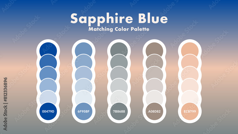 Set of Sapphire Blue Color Palette Combination in RGB Hex. Matching ...