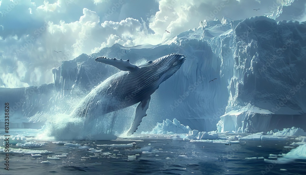 Imagine a pod of humpback whales breaching near an Arctic glacier ...