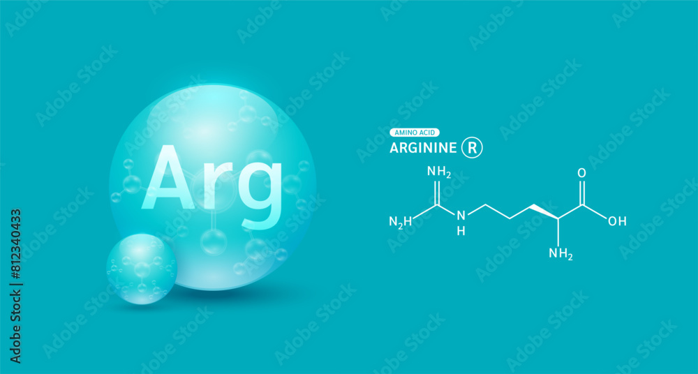 Arginine amino acid green and chemical formula structural. Biomolecules ...